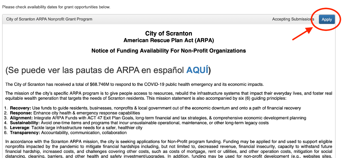 Applications Now Open for America Rescue Plan Act (ARPA) Program Grants ...