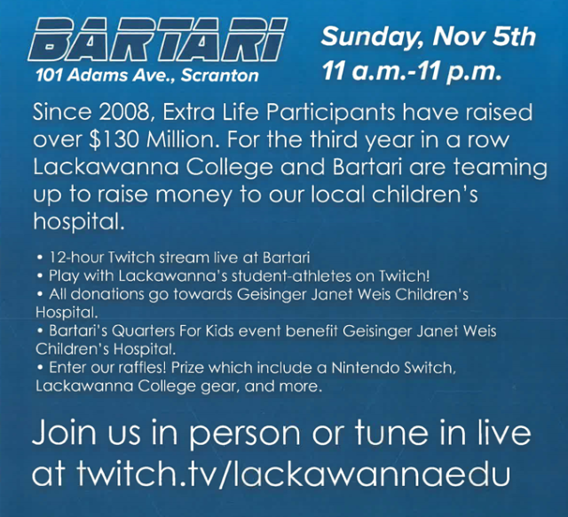 Bartari to Host Fundraiser for Geisinger Janet Weis Children's Hospital ...